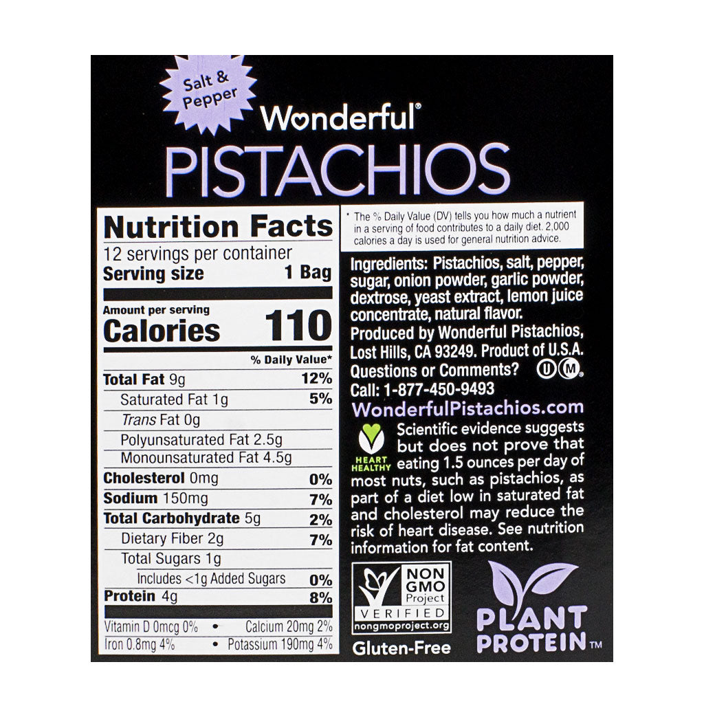 Wholesale Wonderful Pistachios Salt & Pepper - 1.25 oz. – Weiner's LTD