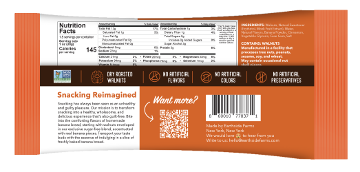 Wholesale Earthside Farms Banana Bread Walnuts- 1.5 oz – Weiner's LTD