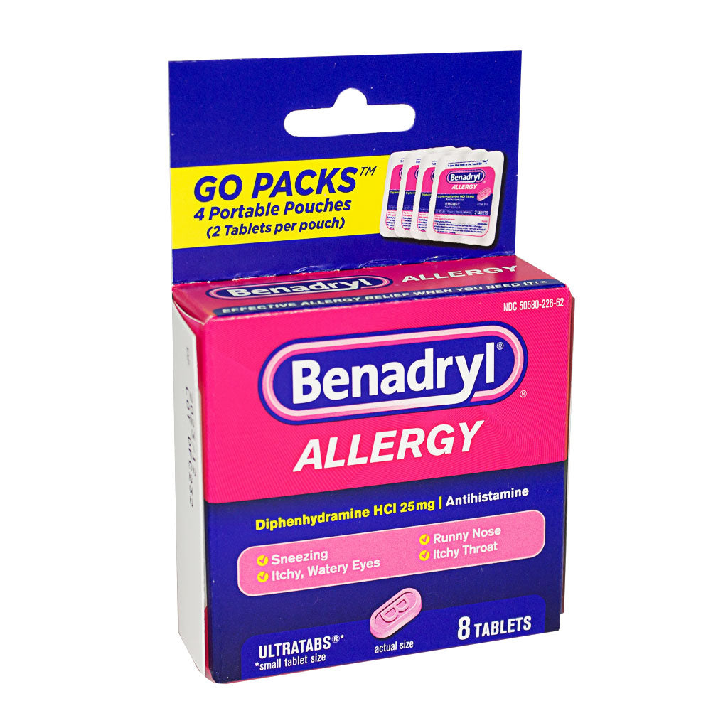 Travel Size Benadryl Allergy Go Pack - Box of 4 Unit Dose Packs of 2 ...