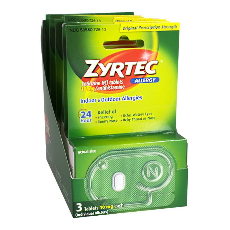 Wholesale Travel Size Zyrtec 24 Hour Allergy Relief - Box of 3 - Weiner ...