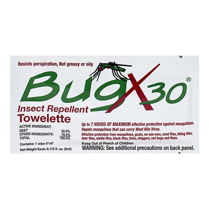Travel Size BugX 30% Deet Insect Repellent Towelette - Weiner's LTD