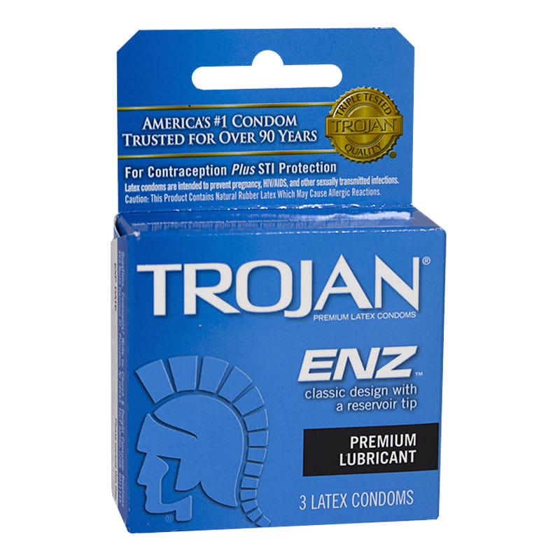 Wholesale Trojan Enz Lubricated Condoms Box - Box of 3 - Weiner's LTD